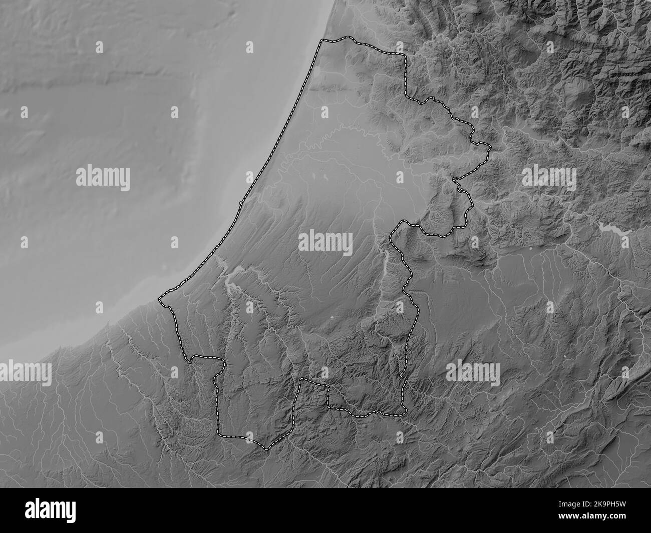 Rabat-Sale-Kenitra, region of Morocco. Grayscale elevation map with ...