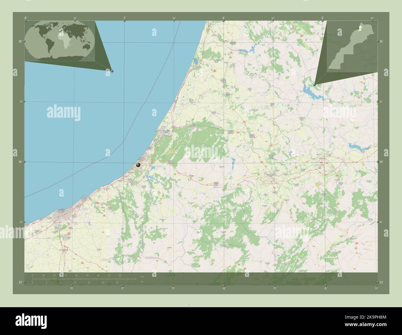 Rabat-Sale-Kenitra, region of Morocco. Open Street Map. Corner ...