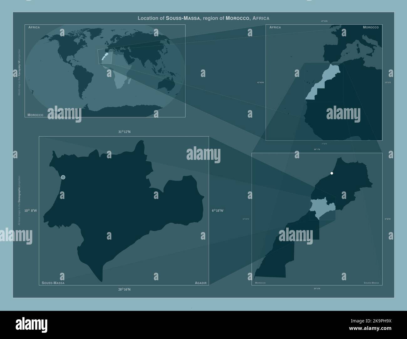 Souss-Massa, region of Morocco. Diagram showing the location of the ...