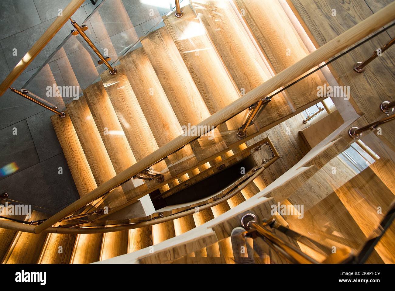 Stairway lights bulb for illumination as safety protection wooden ...