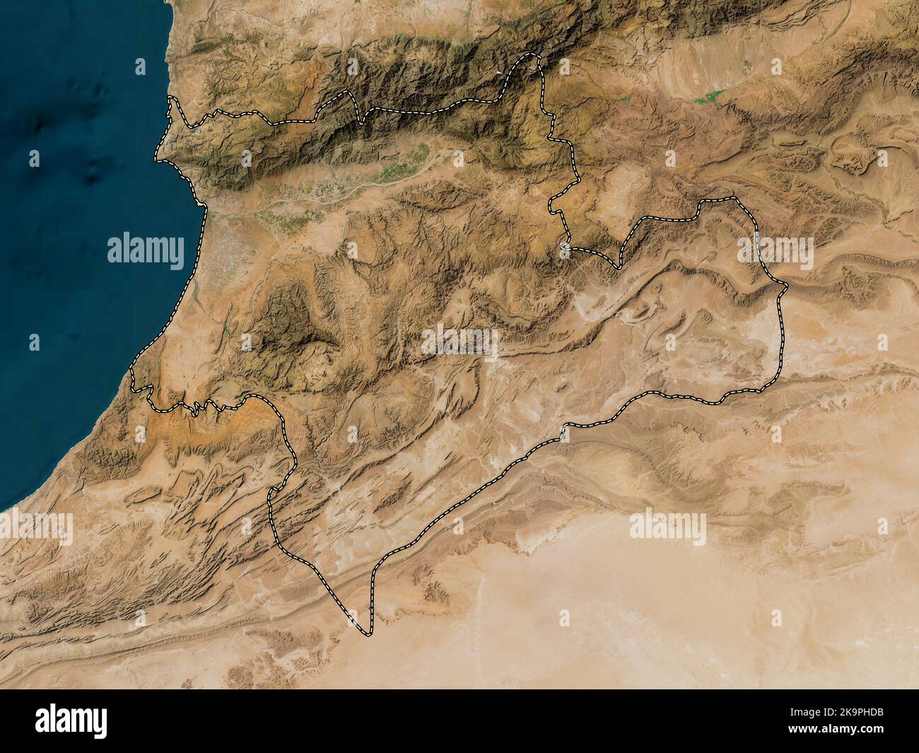 Souss-Massa, region of Morocco. Low resolution satellite map Stock ...