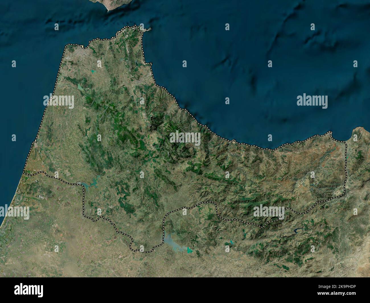 Tanger-Tetouan-Al Hoceima, region of Morocco. High resolution satellite ...