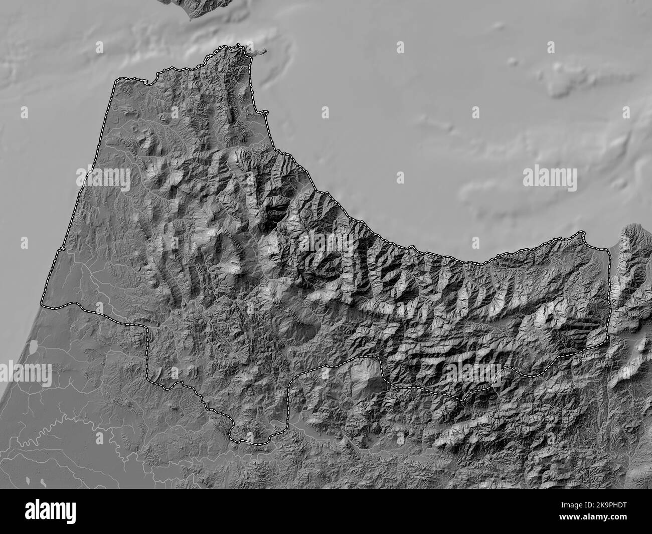 Tanger-Tetouan-Al Hoceima, region of Morocco. Bilevel elevation map ...