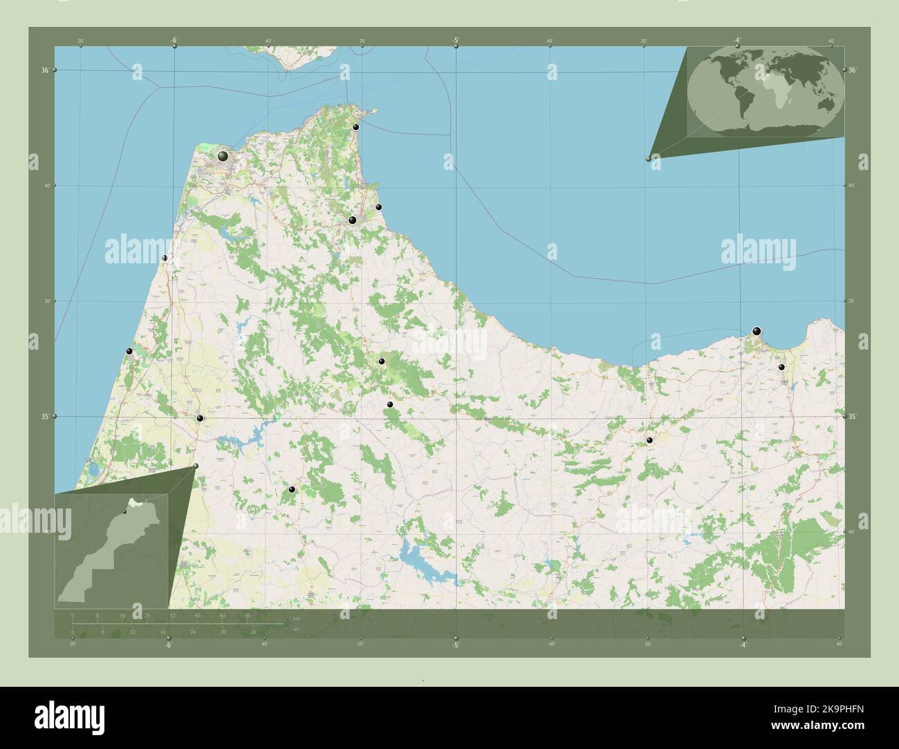 Tanger-Tetouan-Al Hoceima, region of Morocco. Open Street Map ...