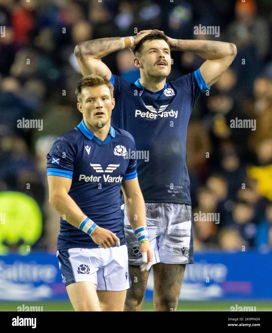 Scotland's Blair Kinghorn (right) reacts at the end of the Autumn ...