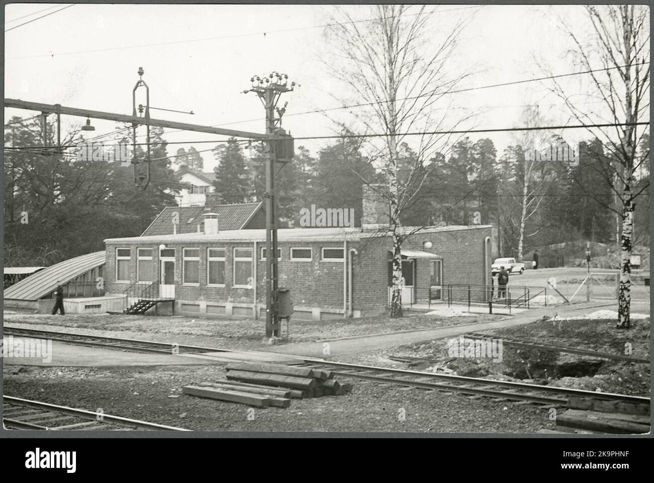 Stuvsta station house during the years 1958 - 1980 Stock Photo - Alamy