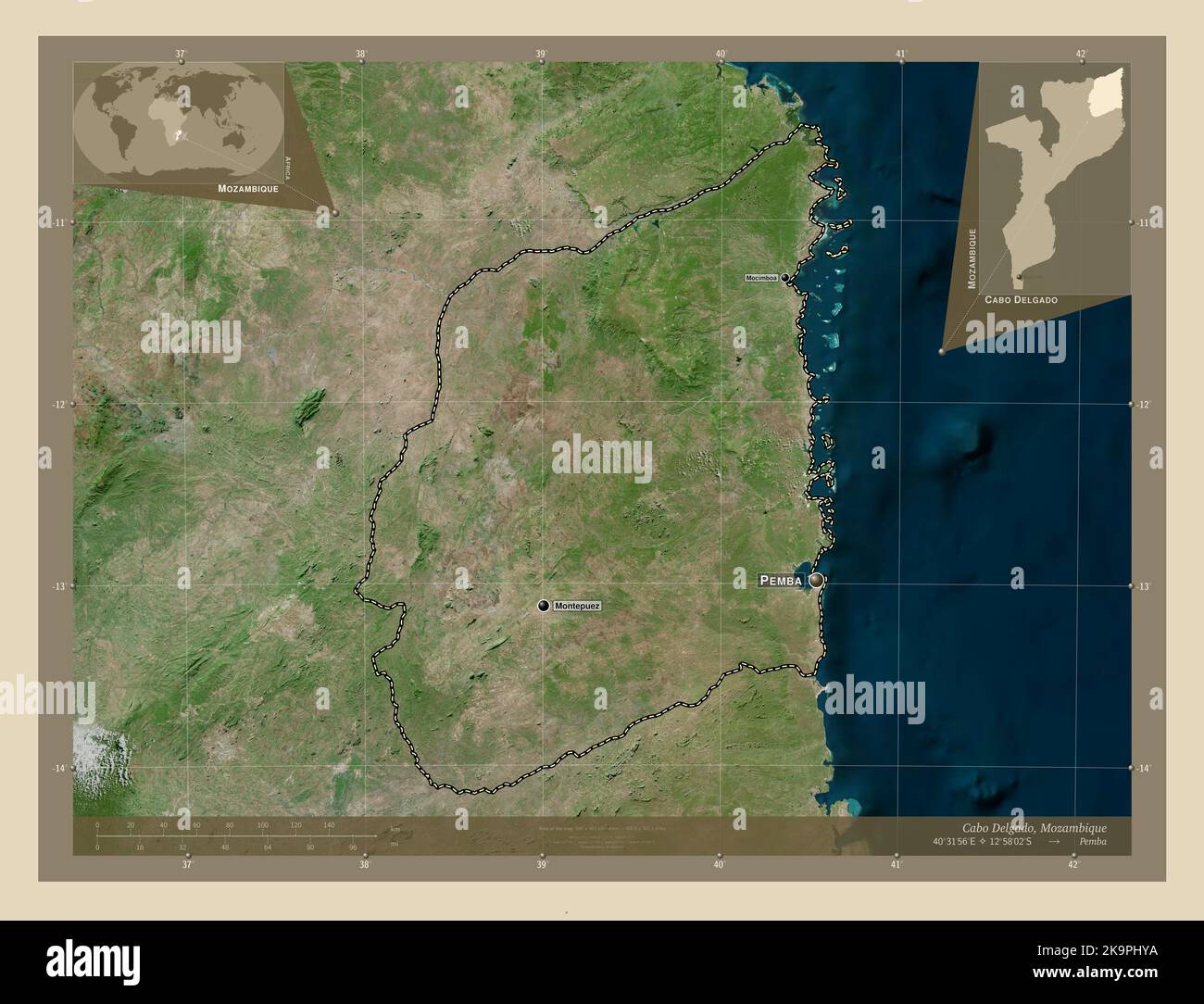 Cabo Delgado, province of Mozambique. High resolution satellite map ...