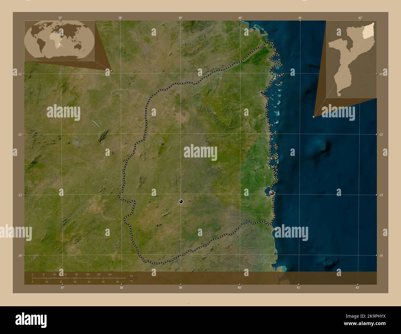 Cabo Delgado, province of Mozambique. Low resolution satellite map ...