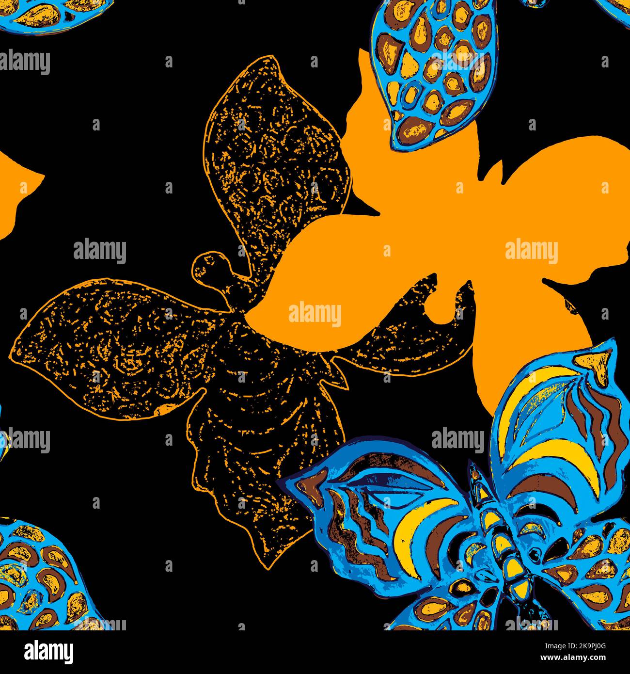 Seamless colorful bright butterflies pattern. Vector illustration Stock ...