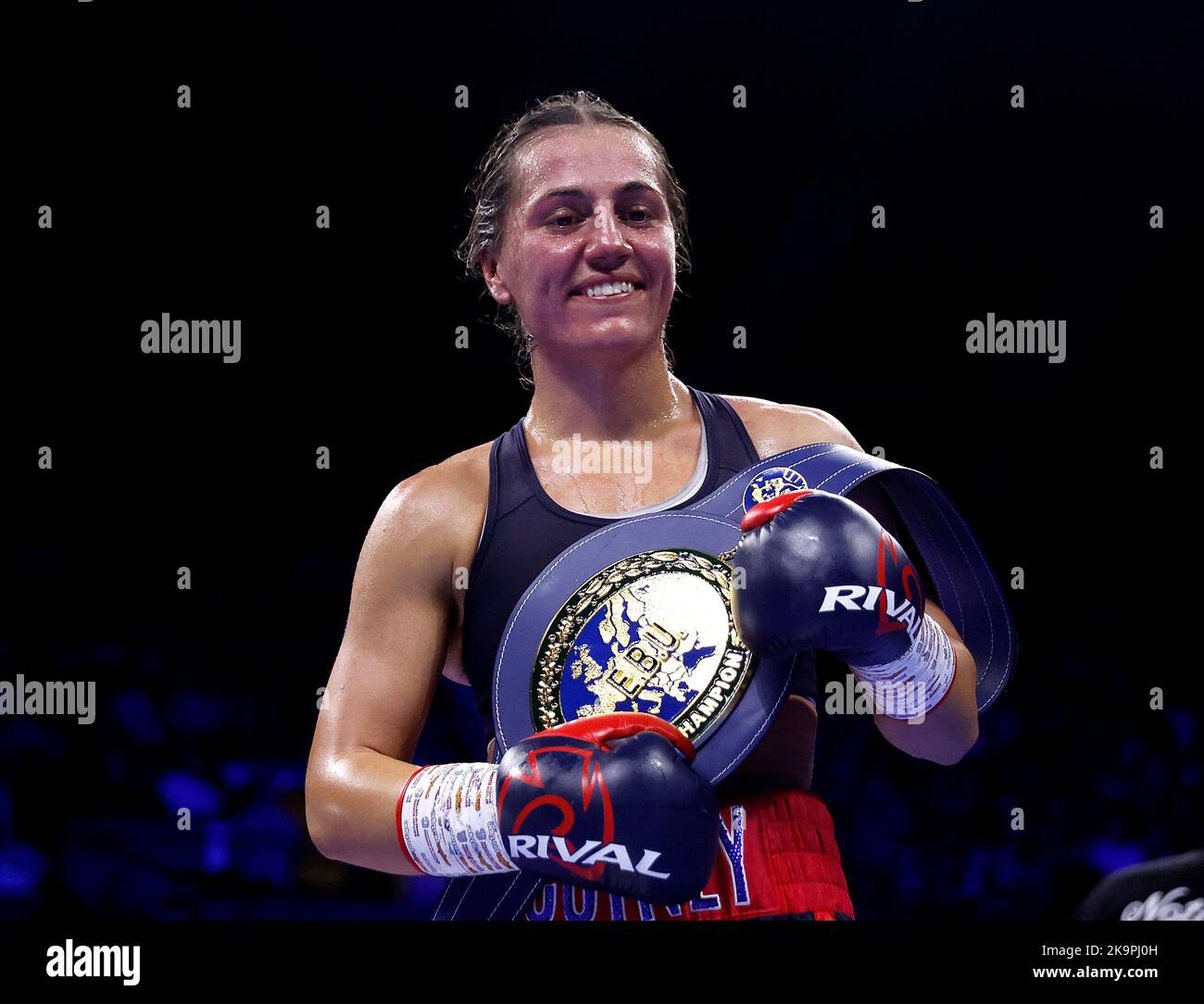 Ellie Scotney celebrates after winning the European super-bantamweight ...