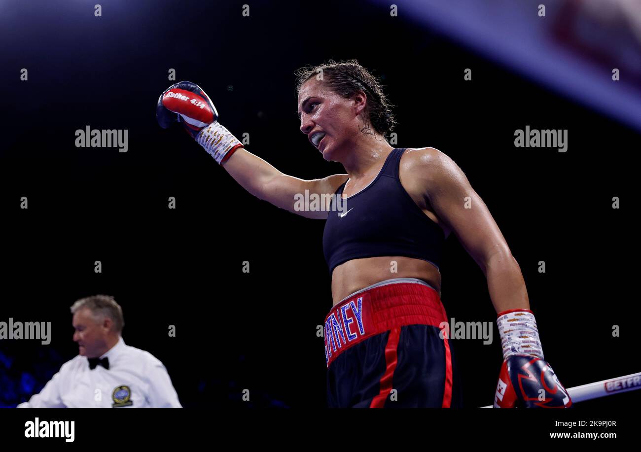 Ellie Scotney celebrates after winning the European super-bantamweight ...