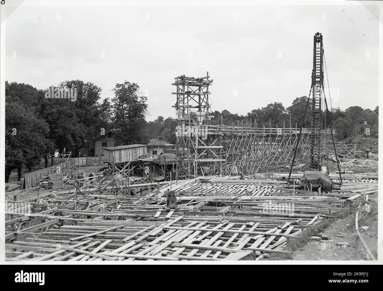 The transport track from a concrete mixer station, when construction of ...