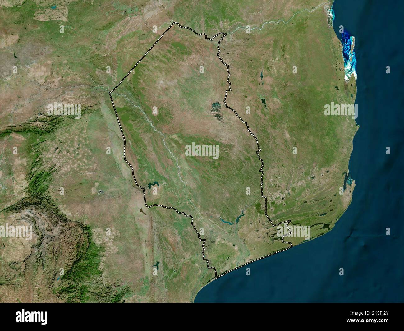 Gaza, province of Mozambique. High resolution satellite map Stock Photo ...