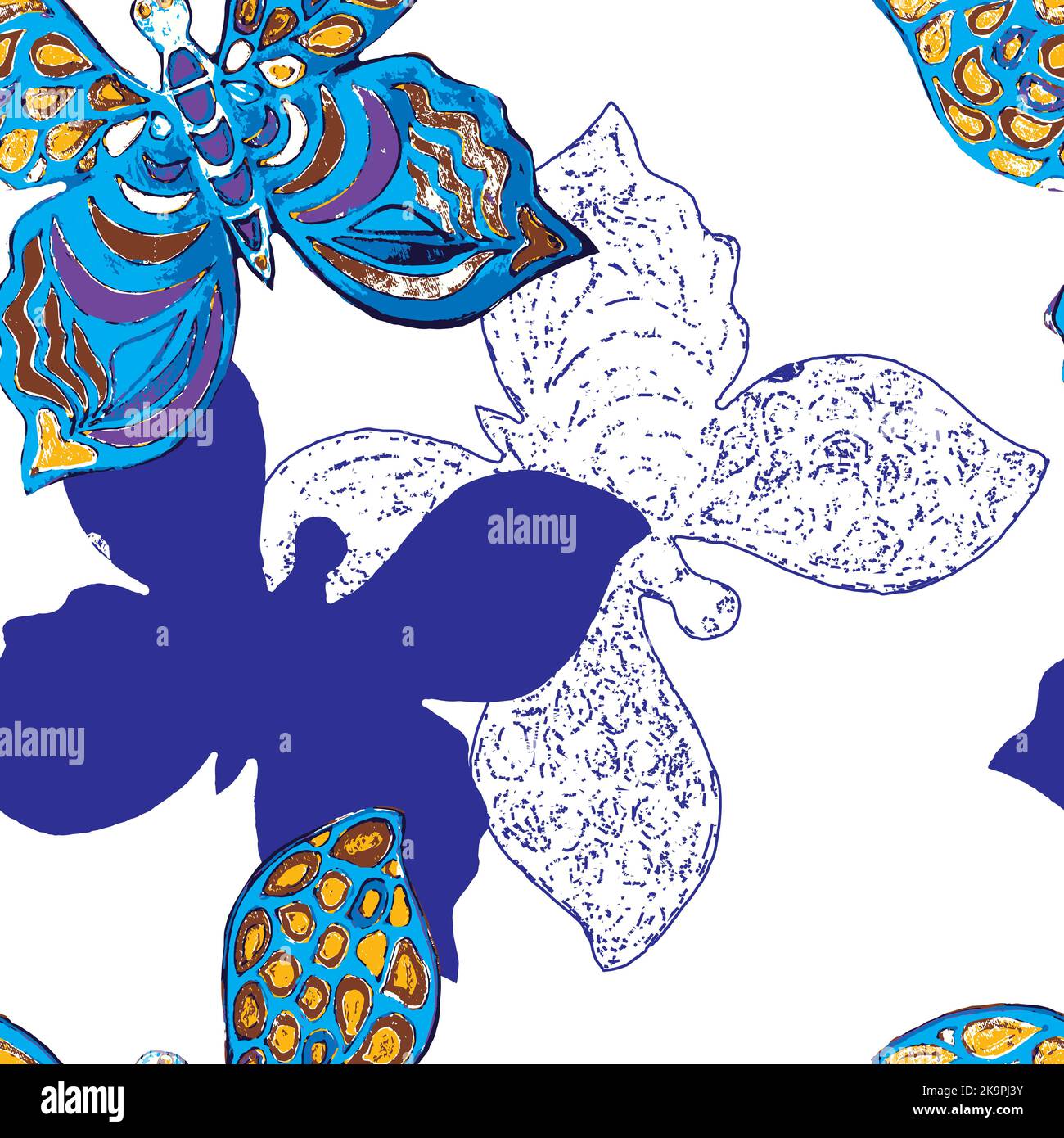 Seamless bright colorful butterflies pattern. Vector illustration Stock ...