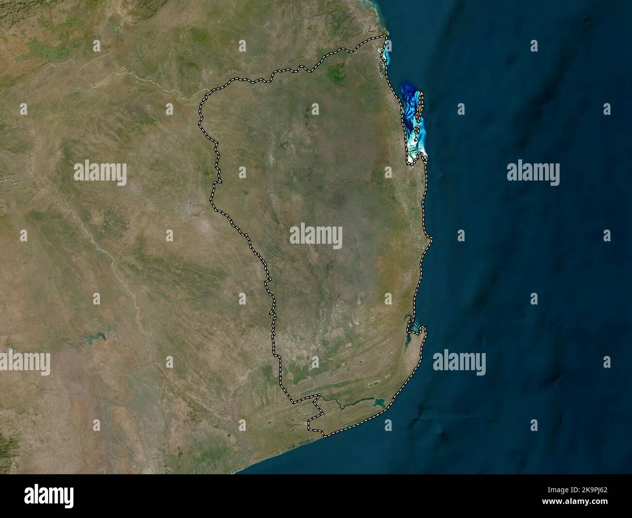 Inhambane, province of Mozambique. Low resolution satellite map Stock ...