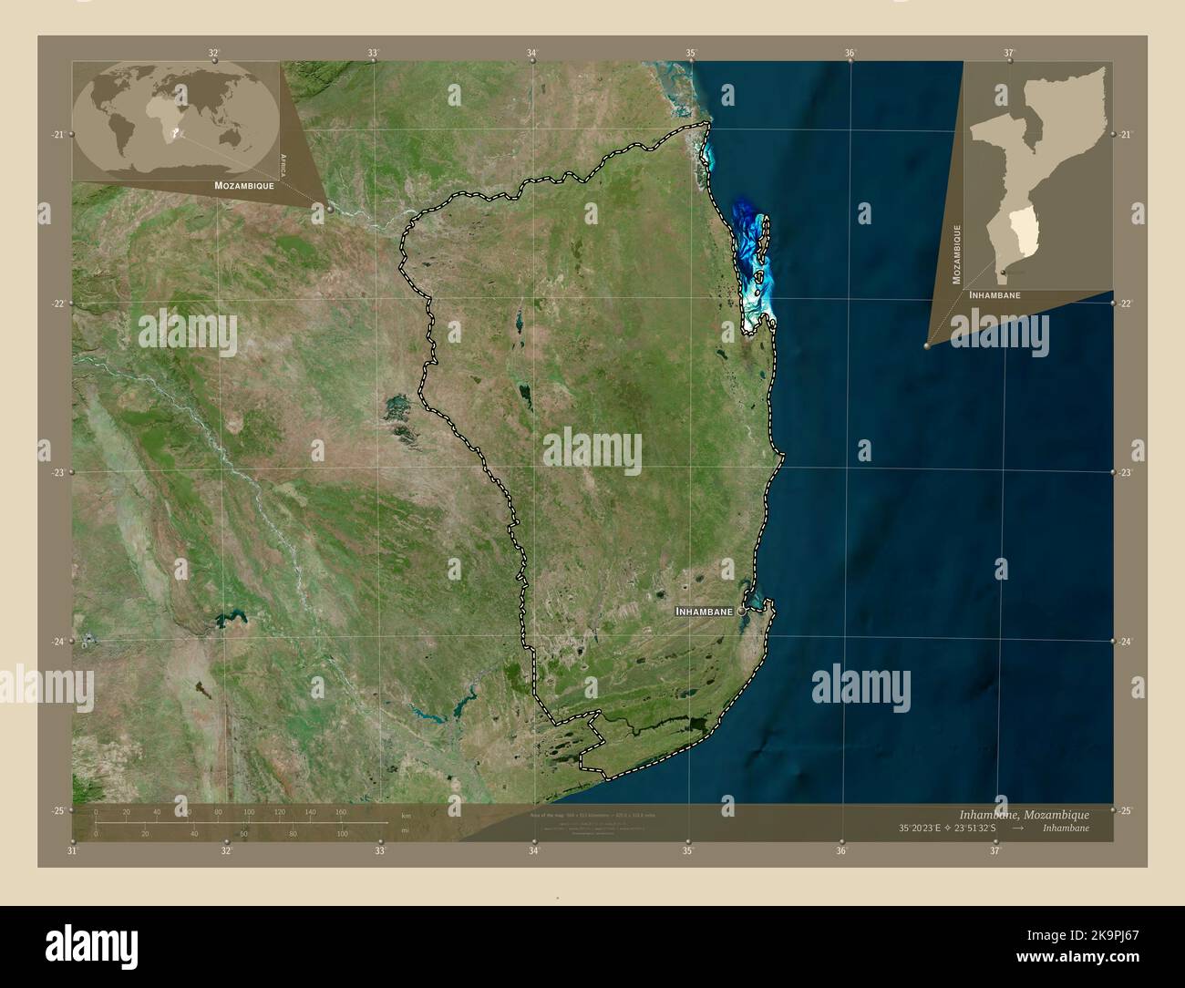 Inhambane, province of Mozambique. High resolution satellite map ...