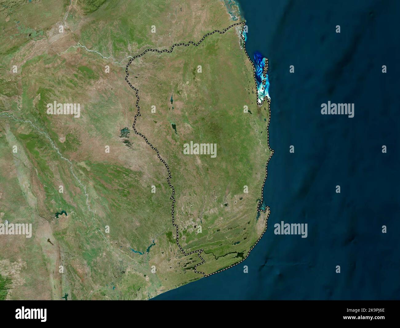 Inhambane, province of Mozambique. High resolution satellite map Stock ...