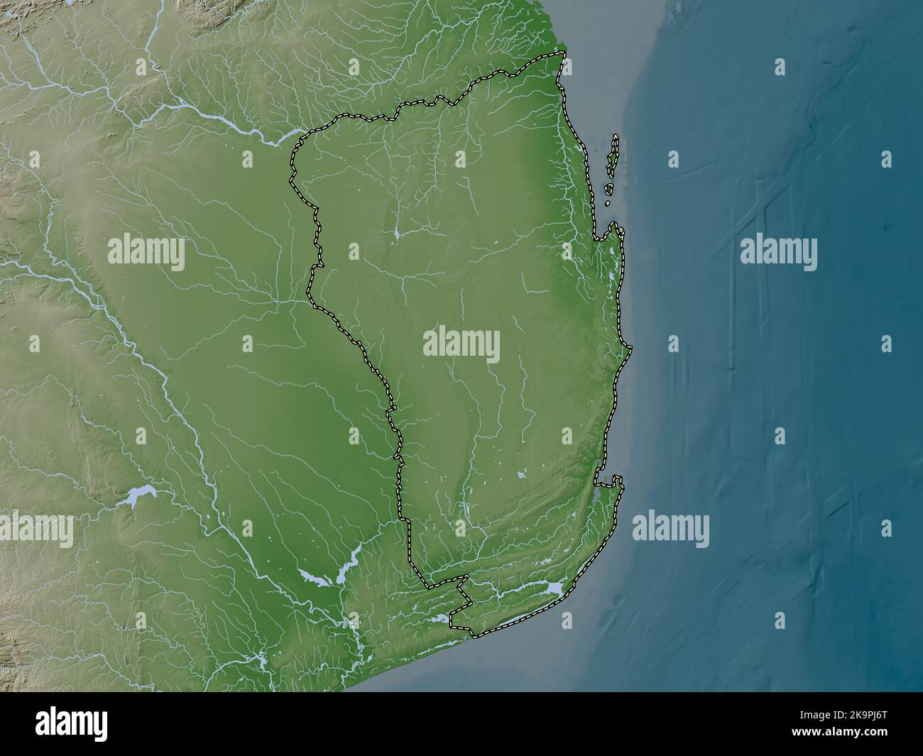 Inhambane, province of Mozambique. Elevation map colored in wiki style ...
