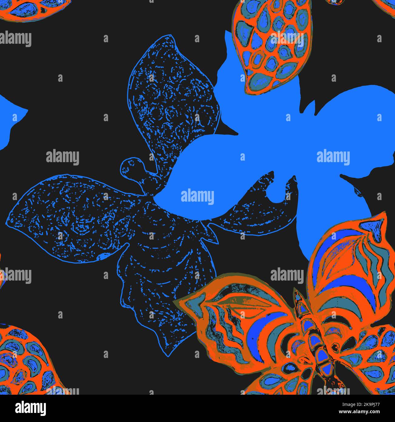 Seamless bright colorful butterflies pattern. Vector illustration Stock ...