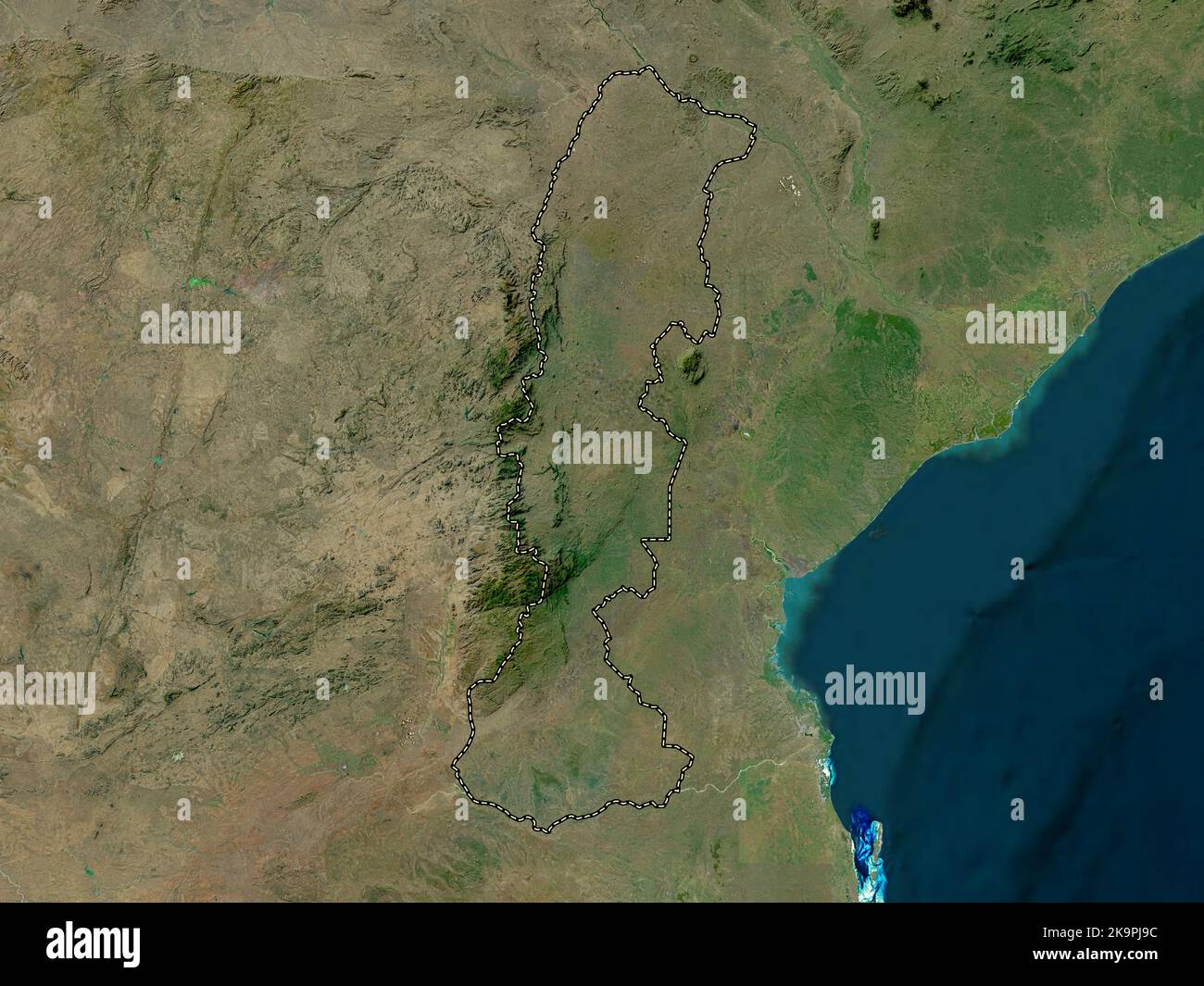 Manica, province of Mozambique. High resolution satellite map Stock ...