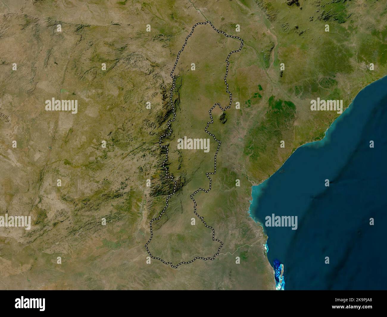 Manica, province of Mozambique. Low resolution satellite map Stock ...