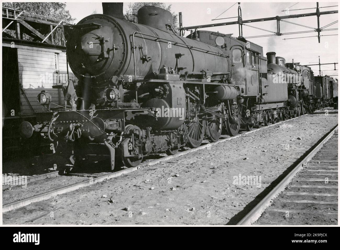 Steam locomotive at Bangård. Location unknown Stock Photo - Alamy