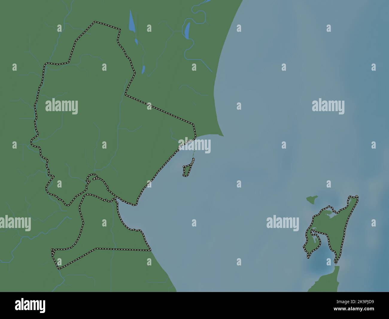 Maputo City, province of Mozambique. Colored elevation map with lakes ...