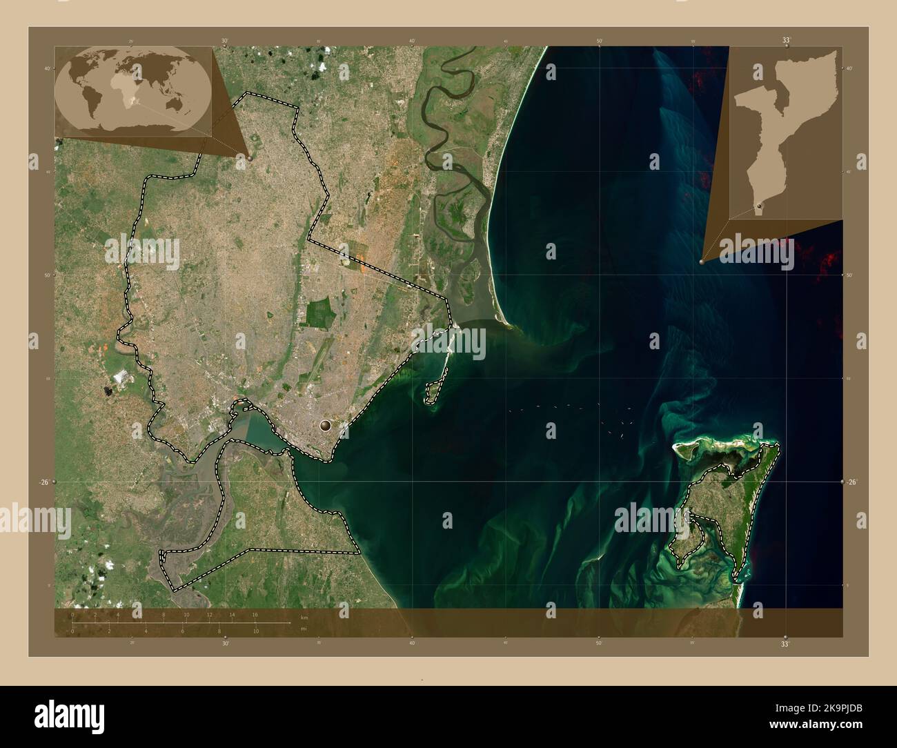 Maputo City, province of Mozambique. Low resolution satellite map ...