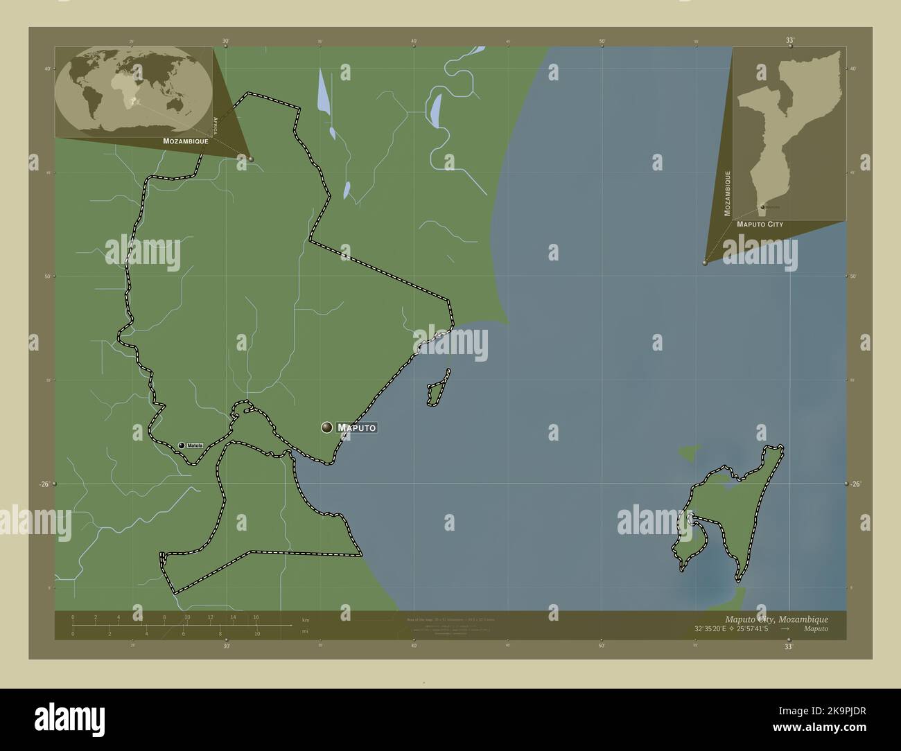 Maputo City, province of Mozambique. Elevation map colored in wiki ...