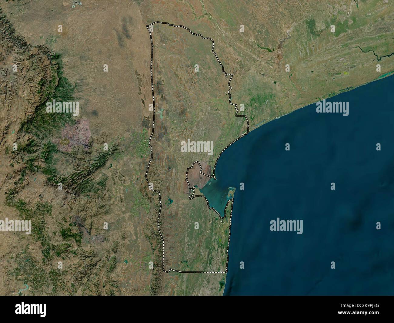 Maputo, province of Mozambique. High resolution satellite map Stock ...