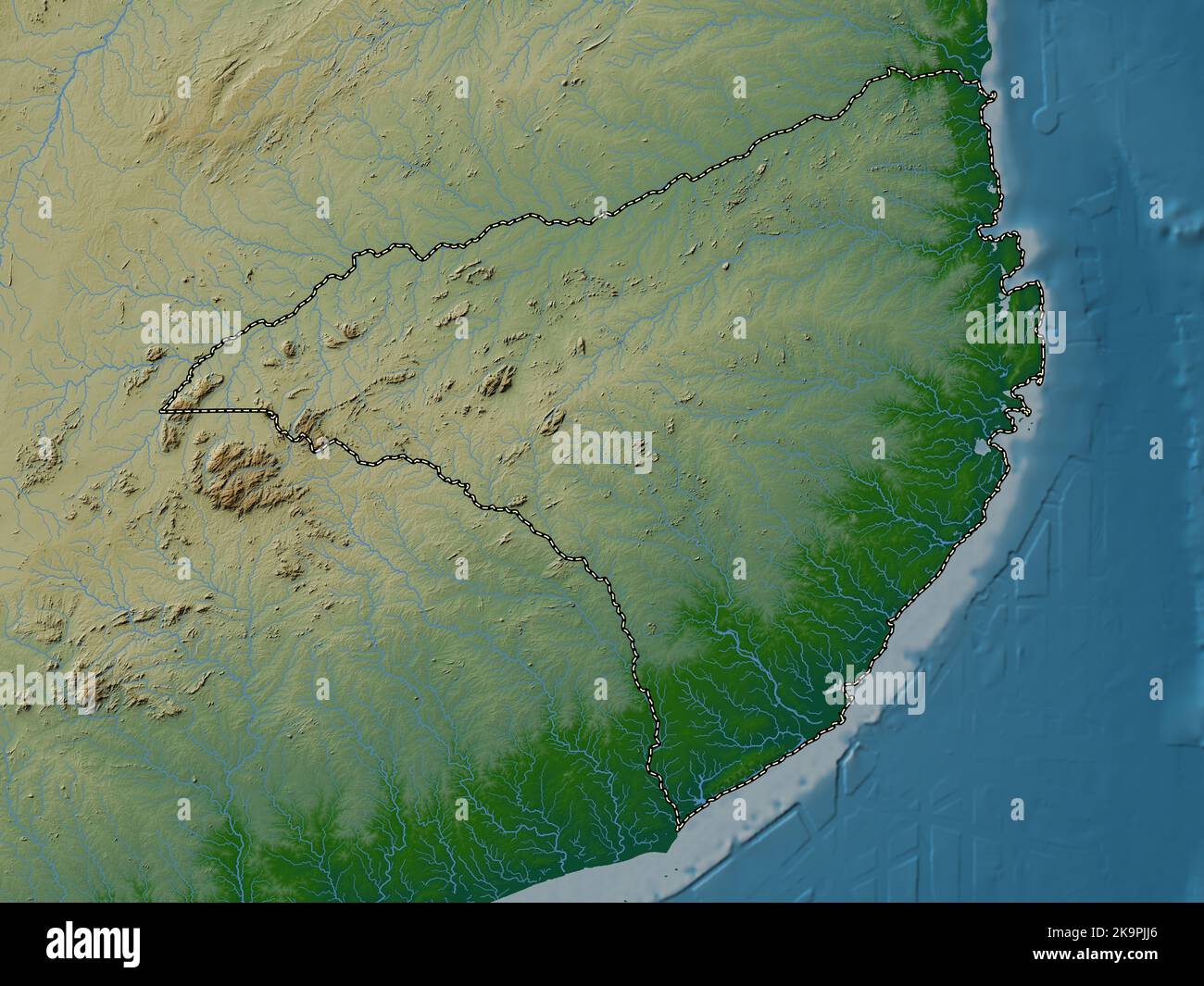 Nampula, province of Mozambique. Colored elevation map with lakes and ...