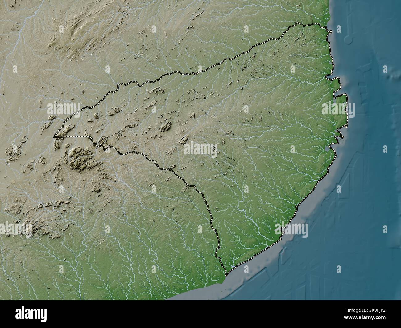 Nampula, province of Mozambique. Elevation map colored in wiki style ...