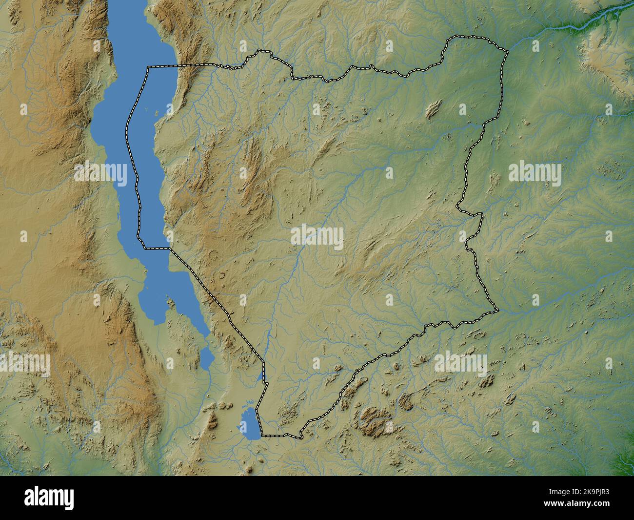Nassa, province of Mozambique. Colored elevation map with lakes and ...