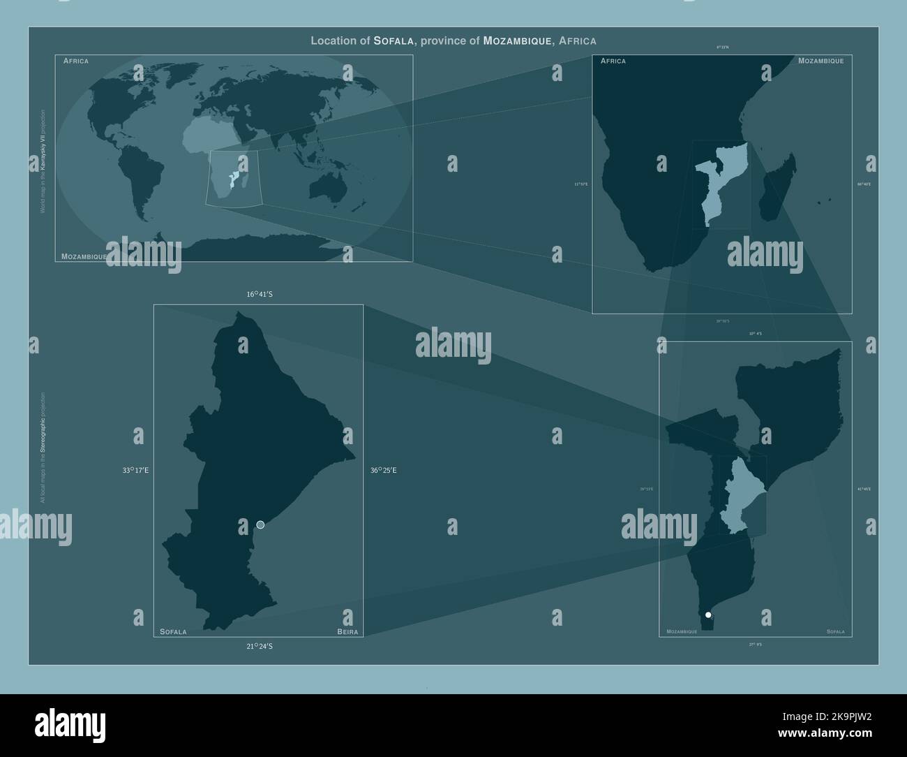 Sofala, province of Mozambique. Diagram showing the location of the ...