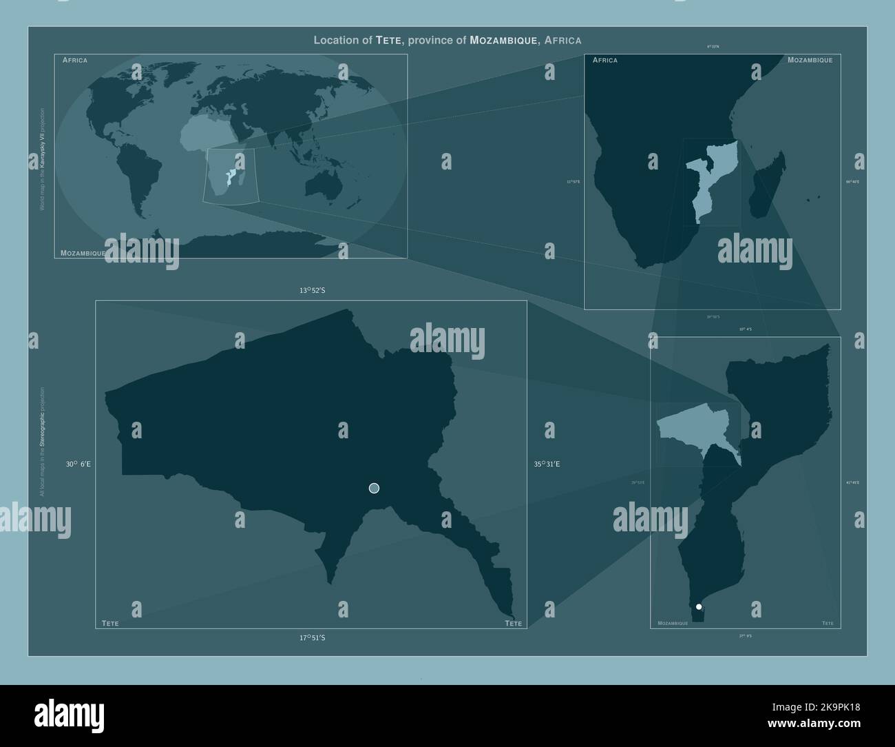 Tete, province of Mozambique. Diagram showing the location of the ...