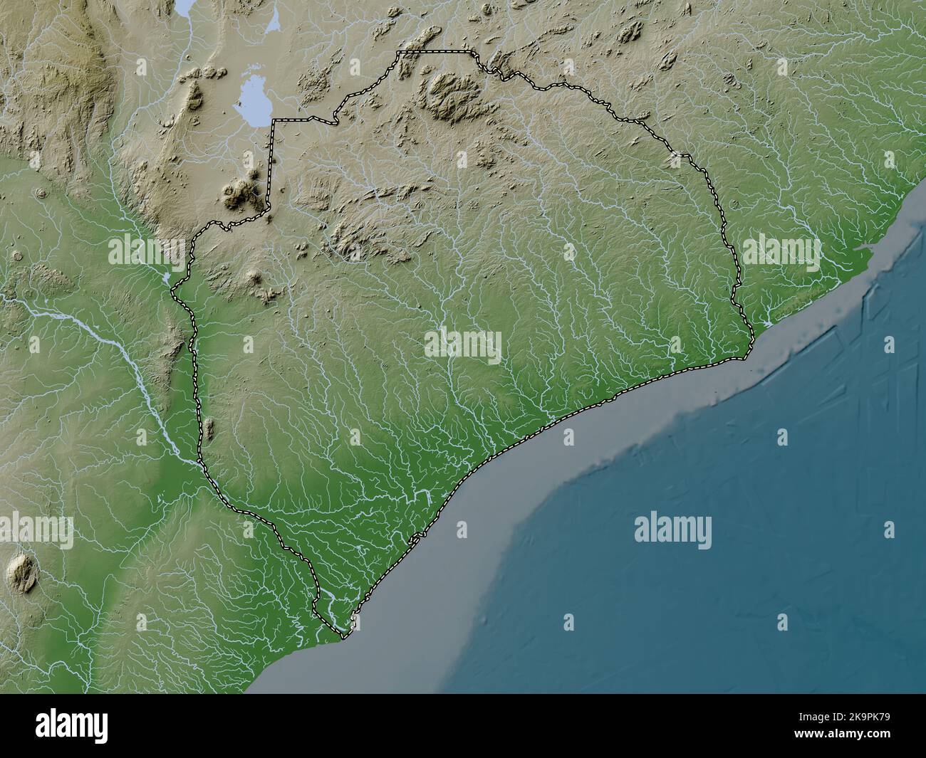 Zambezia, province of Mozambique. Elevation map colored in wiki style ...
