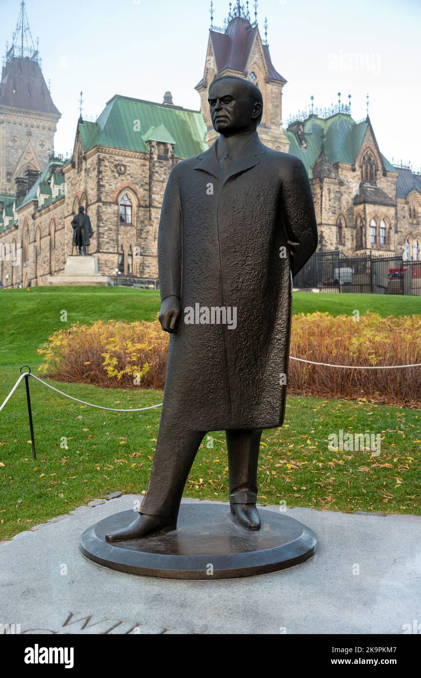 Ottawa, Ontario - October 19, 2022: William Lyon MacKenzie King. statue ...