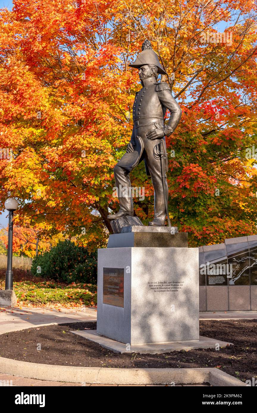 Ottawa, Ontario - October 19, 2022: Colonel John By statue in Major's ...