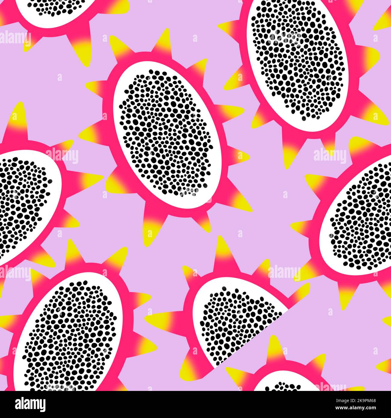 Summer cartoon seamless dragon fruit pattern for wrapping paper and ...