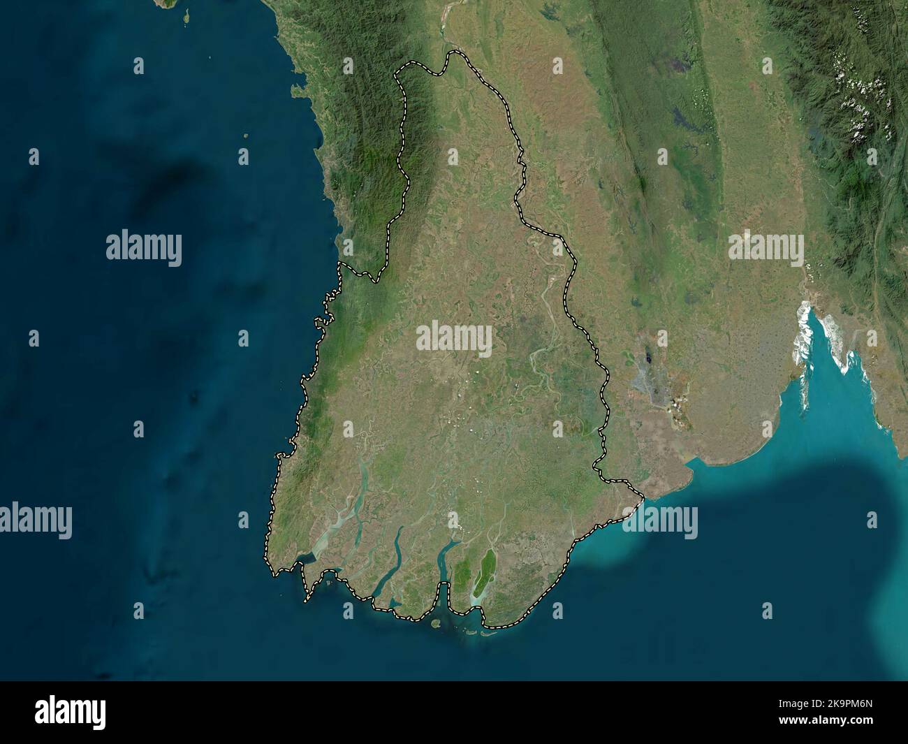 Ayeyarwady, division of Myanmar. High resolution satellite map Stock ...