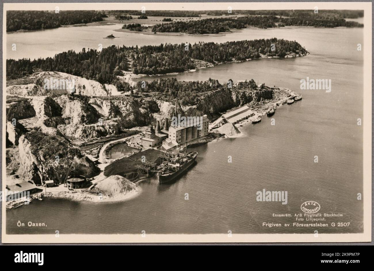 The island of Oaxen with lime mill Stock Photo - Alamy