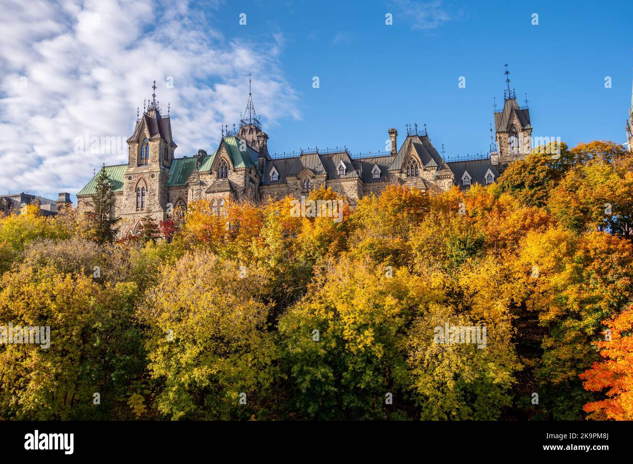 Towers of the East Block on Canada's Parliament Hill seen rising in the ...