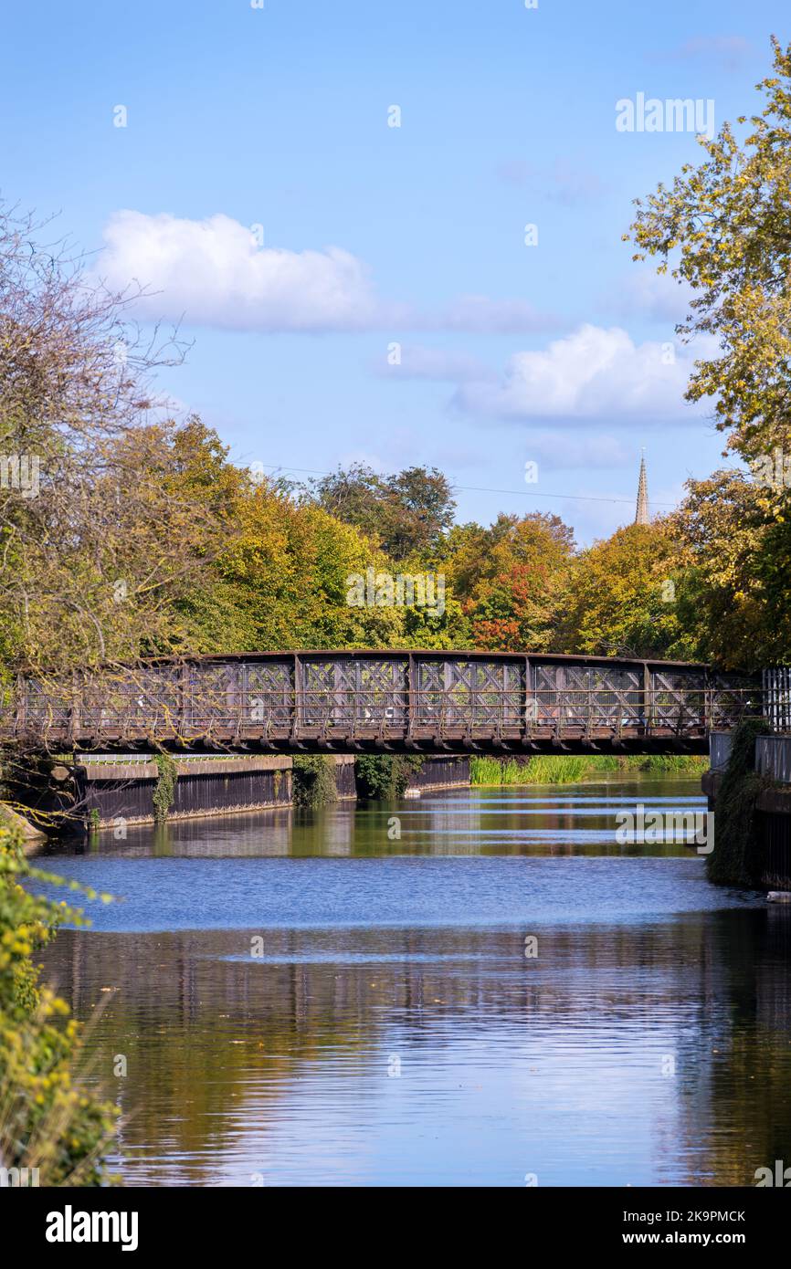 Disused metal railway bridge over the river Welland In Spalding ...