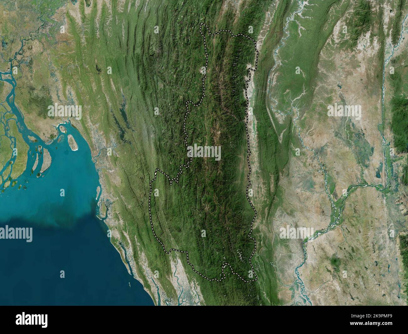 Chin, state of Myanmar. High resolution satellite map Stock Photo - Alamy