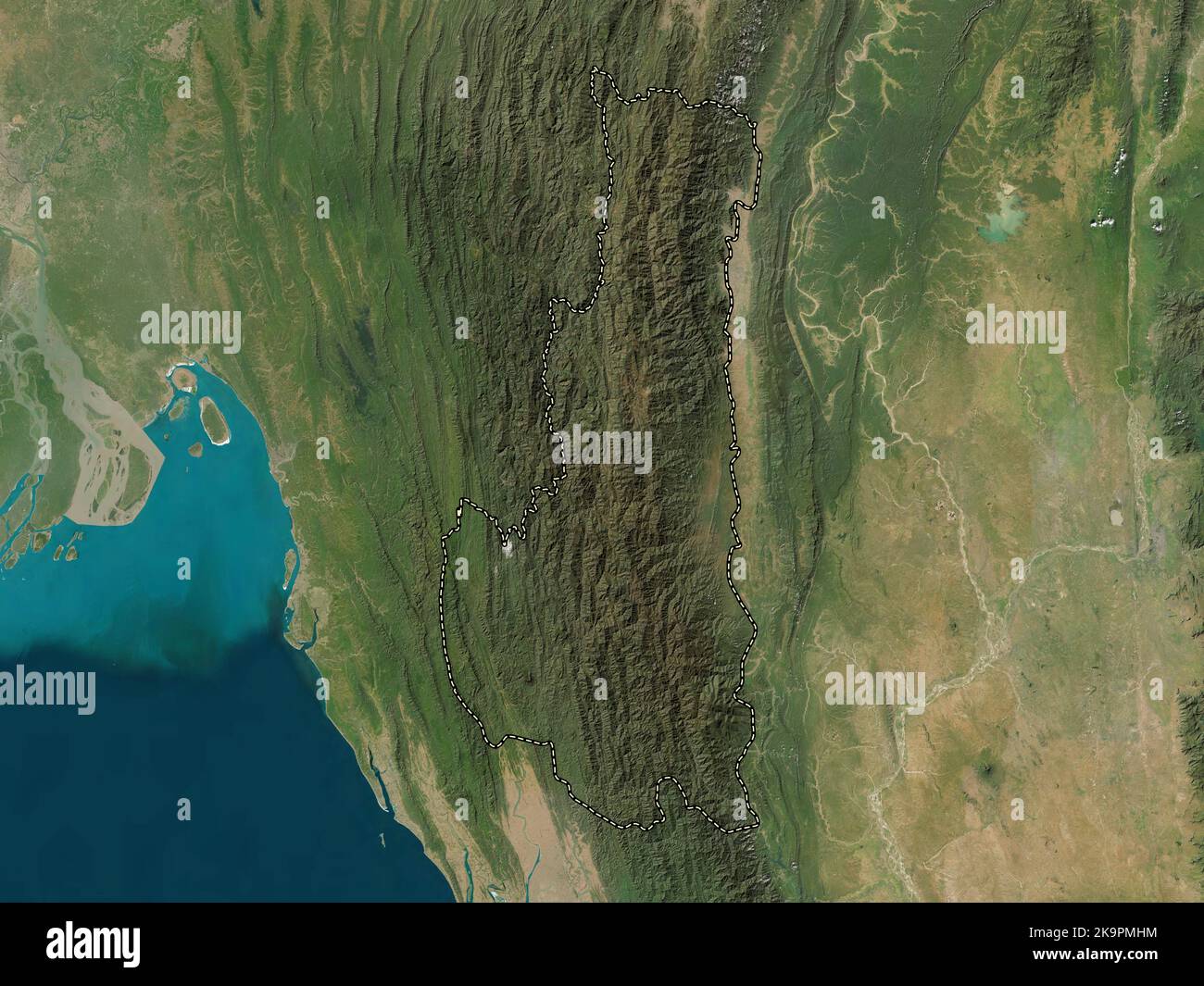 Chin, state of Myanmar. Low resolution satellite map Stock Photo - Alamy