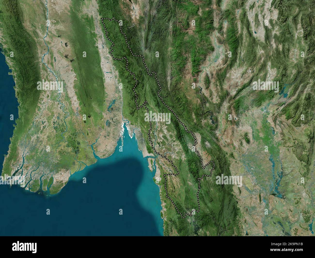 Kayin, state of Myanmar. High resolution satellite map Stock Photo - Alamy
