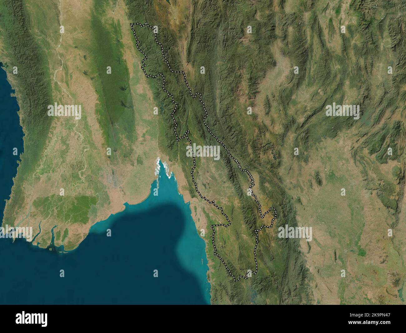 Kayin, state of Myanmar. Low resolution satellite map Stock Photo - Alamy