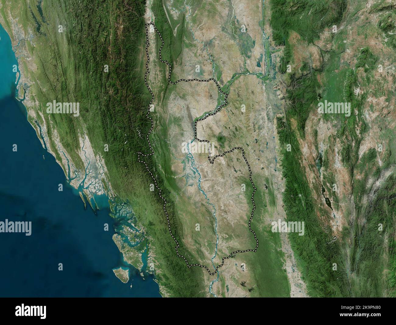 Magway, division of Myanmar. High resolution satellite map Stock Photo ...