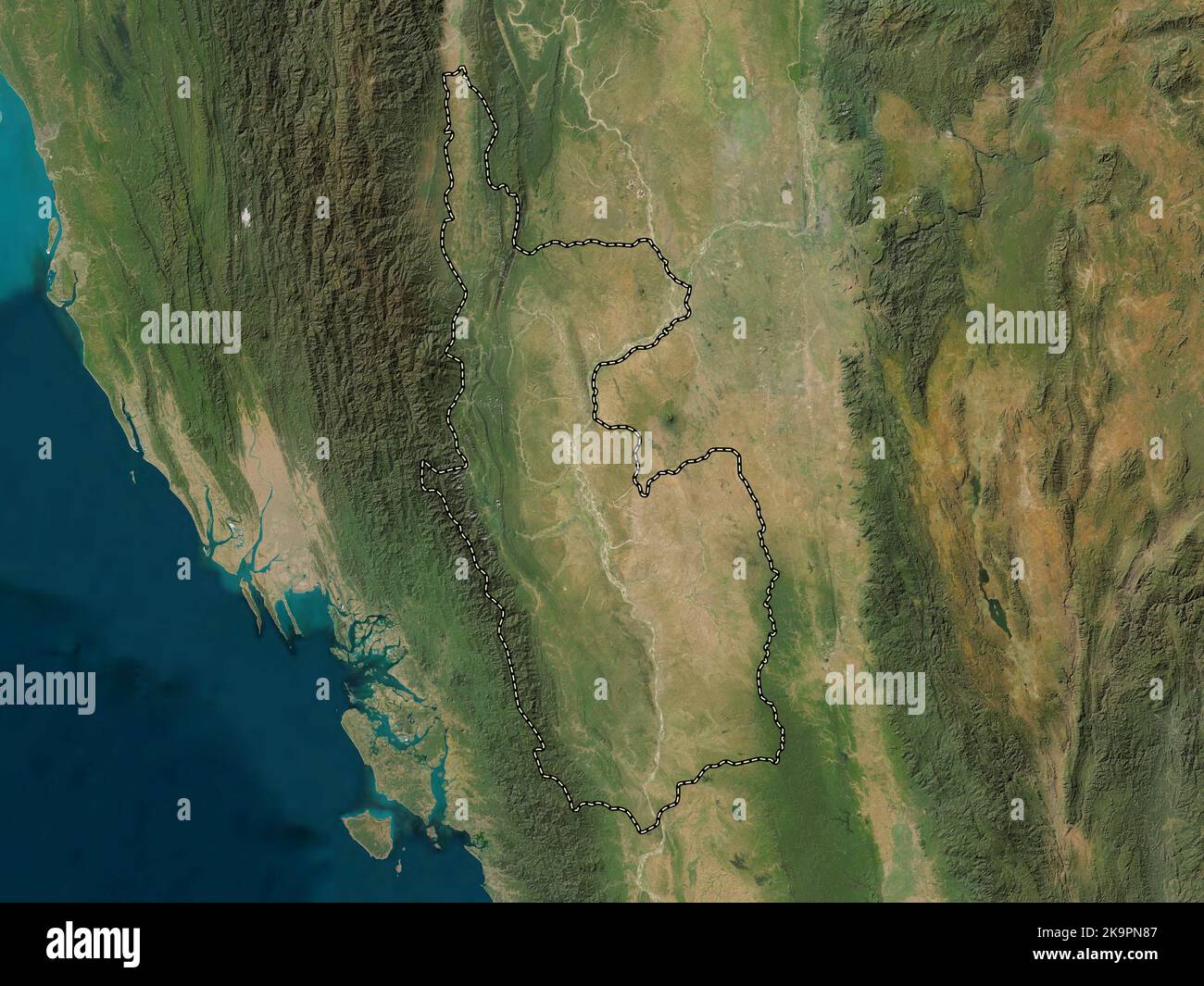 Magway, division of Myanmar. Low resolution satellite map Stock Photo ...