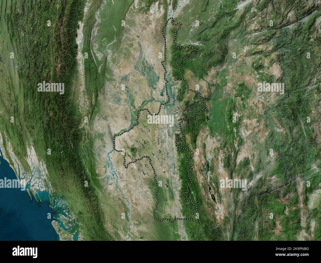 Mandalay, division of Myanmar. High resolution satellite map Stock ...